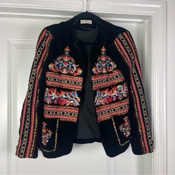 Zara | Jackets & Coats | Zara Velvet Embroidered Palermo Jacket | Poshmark